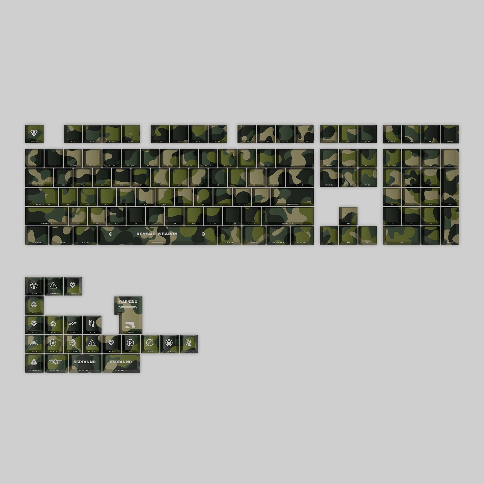 KeysMe Cherry Side-Lit Dye-Sub PBT Keycap Set - Camo Storm